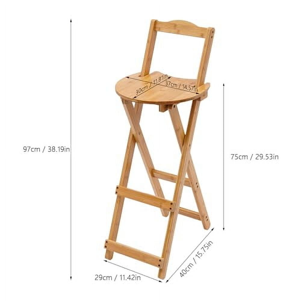 Portable Bamboo Bar Stools, Folding Bar Stools with Backrest and ...