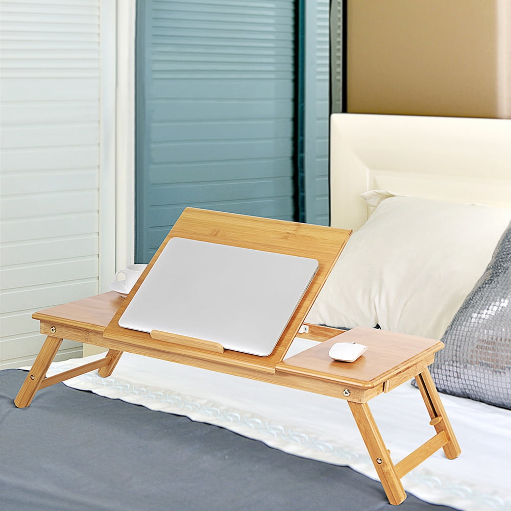 Portable Bamboo Foldable Laptop Desk Notebook Adjustable Height Tray ...