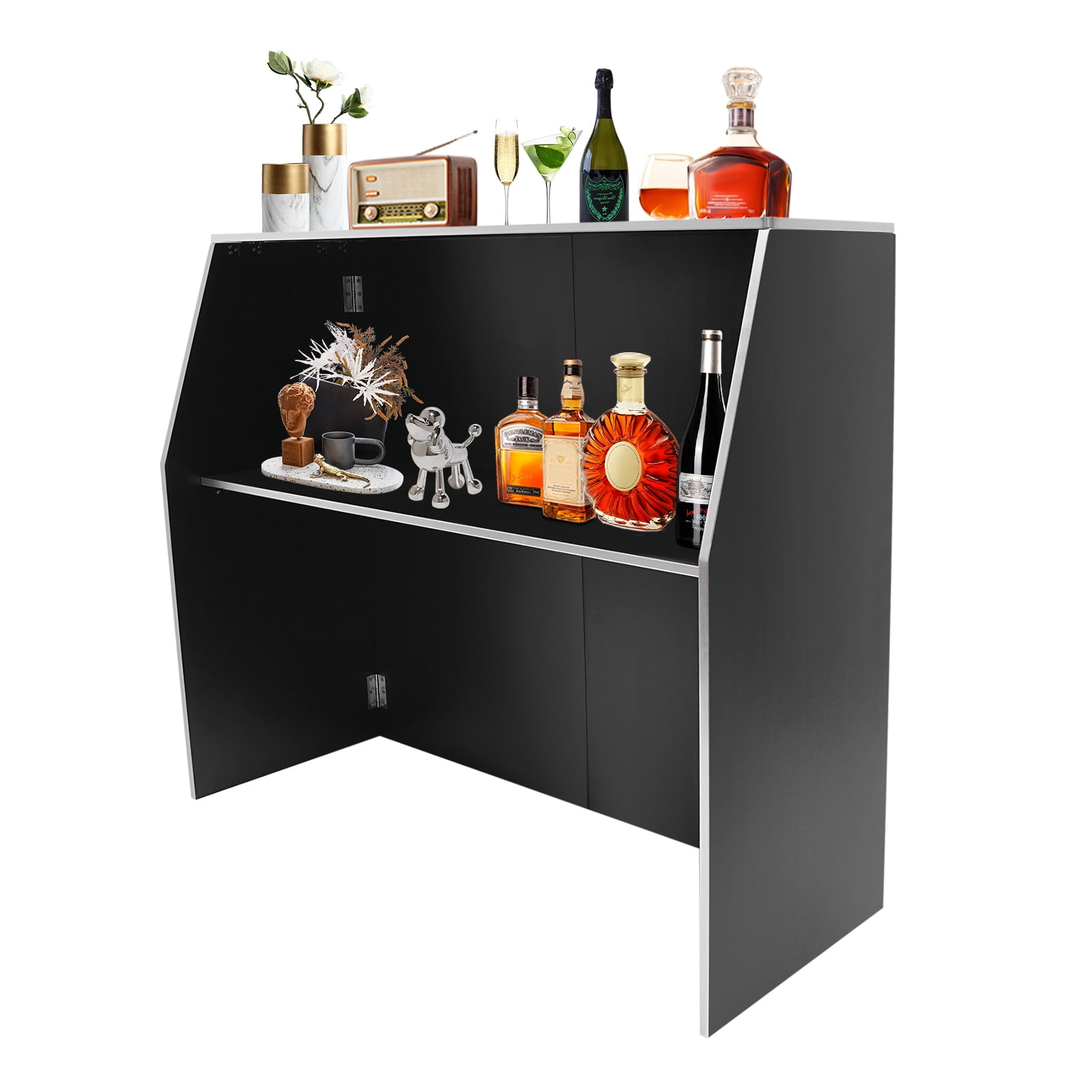 Portable Bar Cabinet Portable Bar, Rectangular Edge Banding Foldable ...