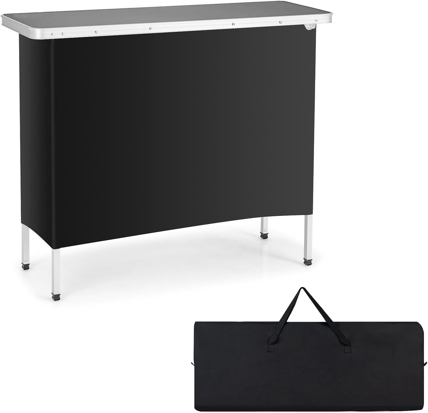 Portable Bar Table for Events, 43.5” x 15” x 34.5” Foldable Pop-Up Bar with Carrying Bag ...