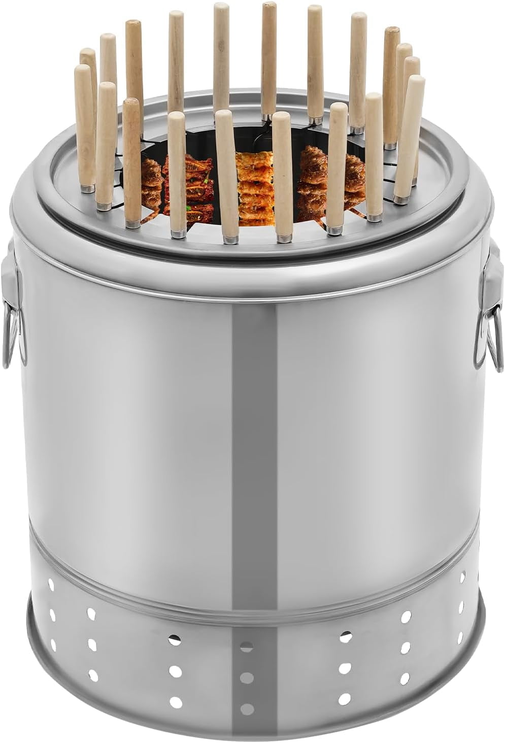 Portable Barbecue Charcoal Barrel Grill,20 Skewers Stainless Steel ...