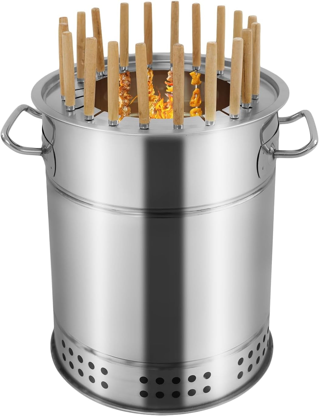 Portable Barbecue Charcoal Barrel Grill, Stainless Steel Surround ...