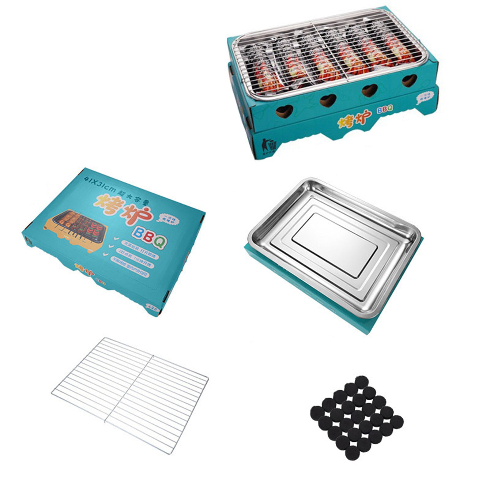 Portable Barbecue Grill Barbecue Desk Tabletop Outdoor Stainless Steel ...