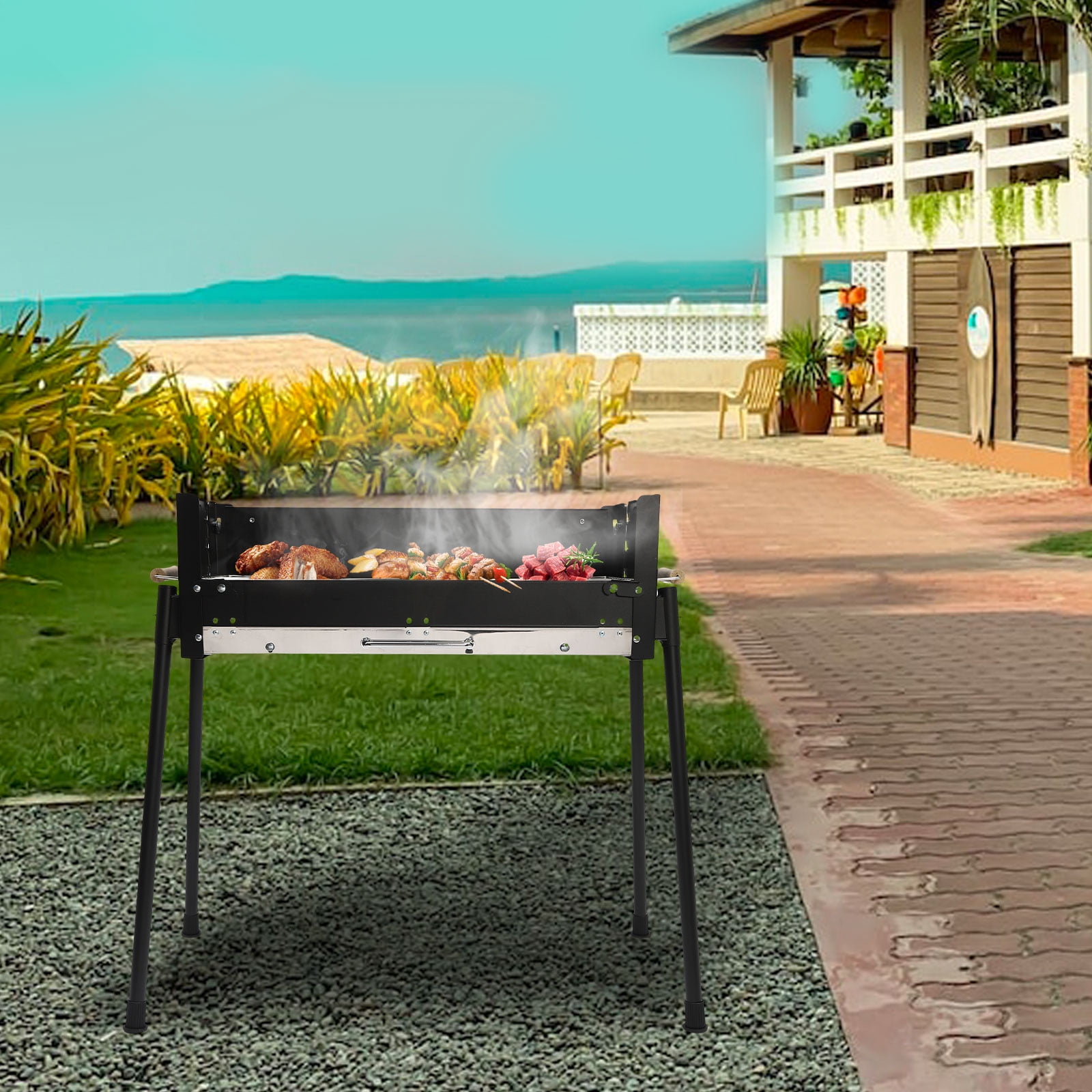 Portable Barbecue Grill, Outdoor Charcoal Grill Barbecue, Folding Portable Charcoal Grills ...