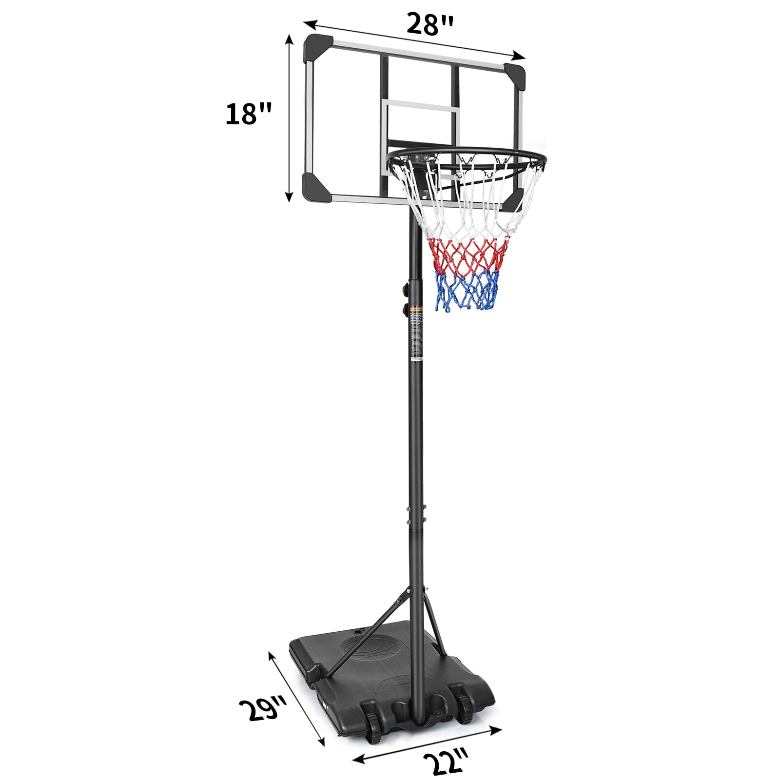 Portable Basketball Goal System with Stable Base and Wheels, use for ...
