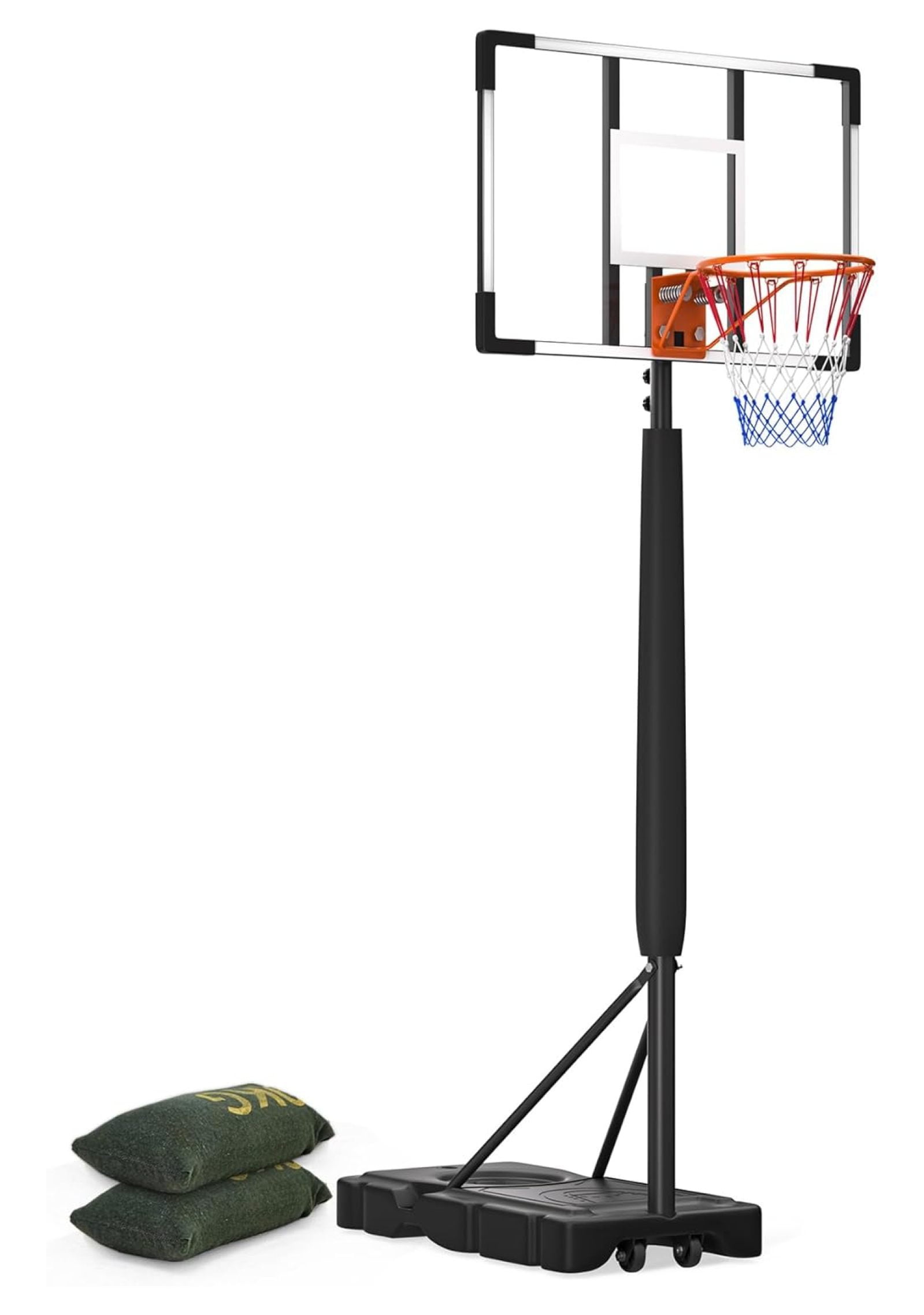 Portable Basketball Hoop, 10FT Adjustable Height, Outdoor Basketball Hoop & Goals, 44 Inch ...