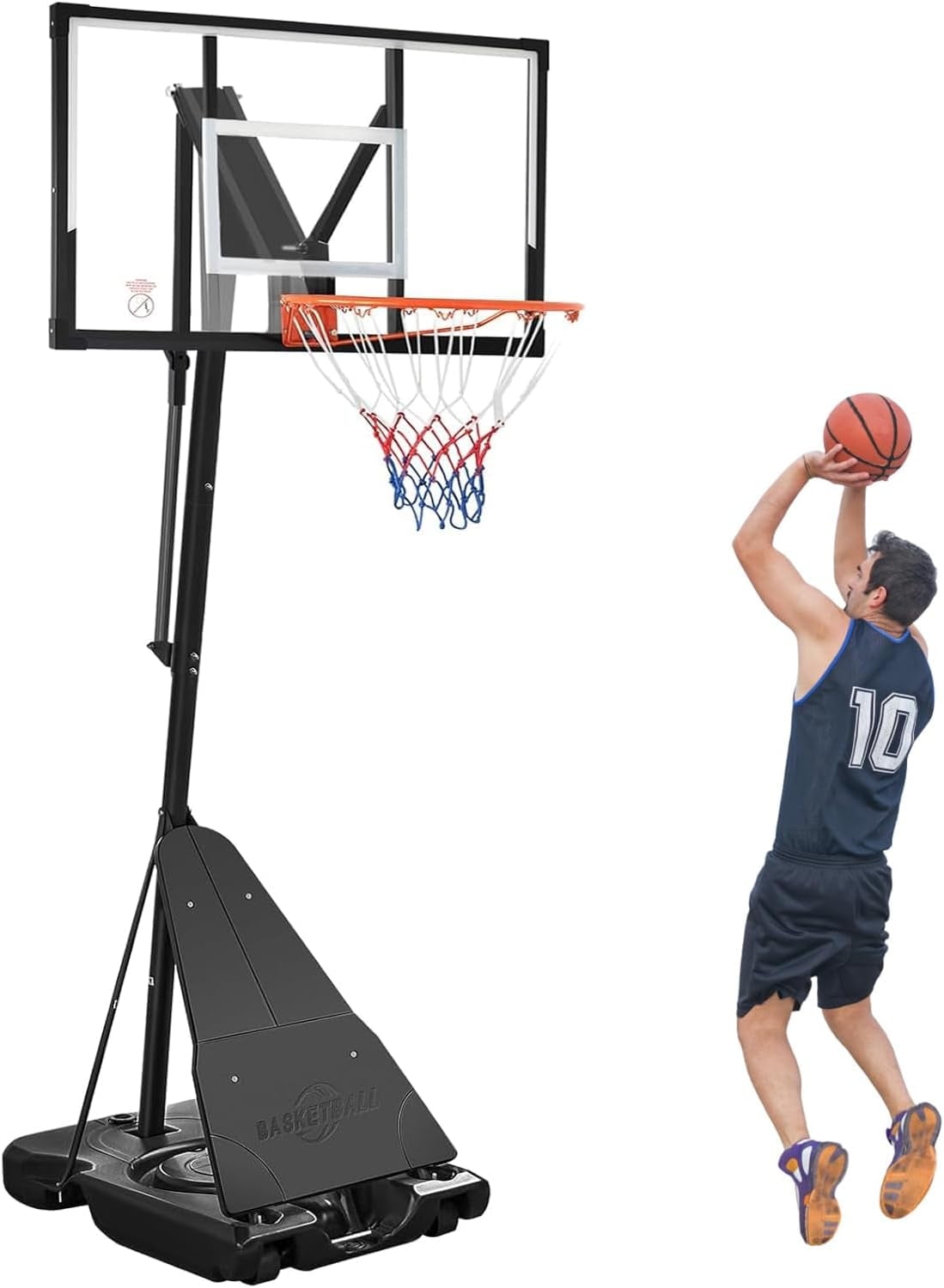 Portable Basketball Hoop, 5.2-10FT Adjustable Basketball Goal System ...