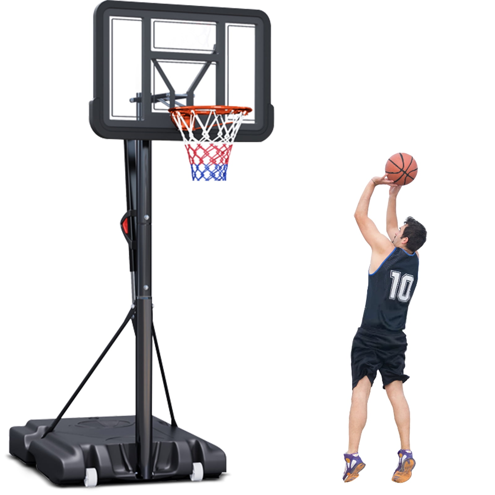 Portable Basketball Hoop,5.5-10FT Height Adjustable Outdoor Basketball ...