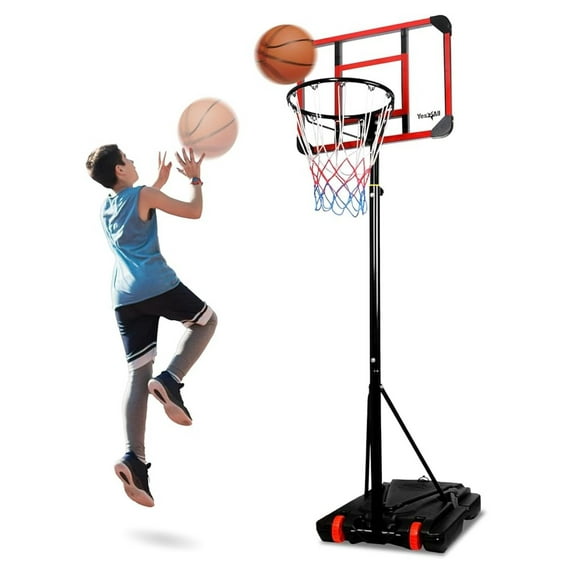 Portable Basketball Hoop, 5.8-7ft Adjustable Height Portable Basketball ...