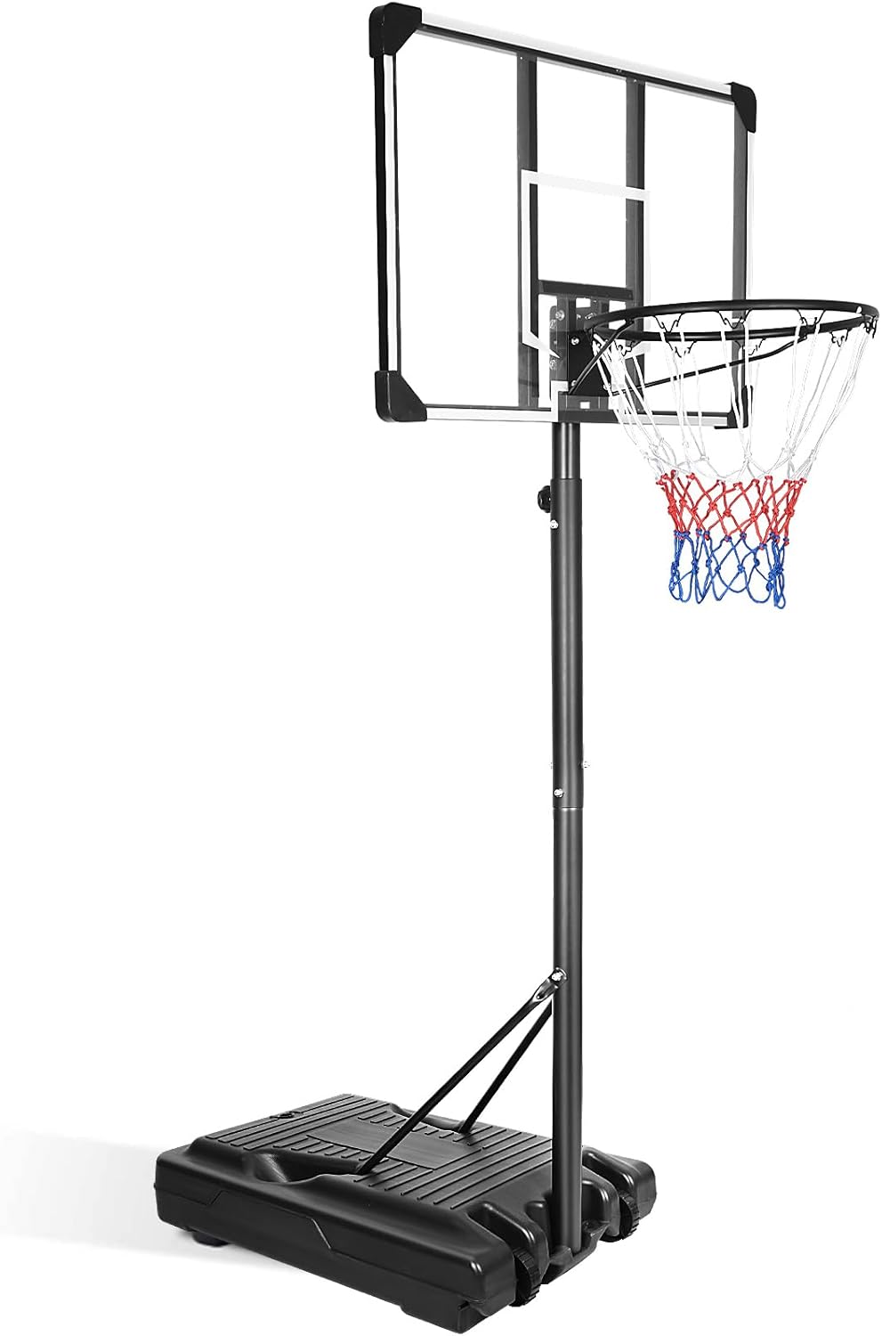 Portable Basketball Hoop & Goal Basketball Stand Height Adjustable Transparent Backboard ...