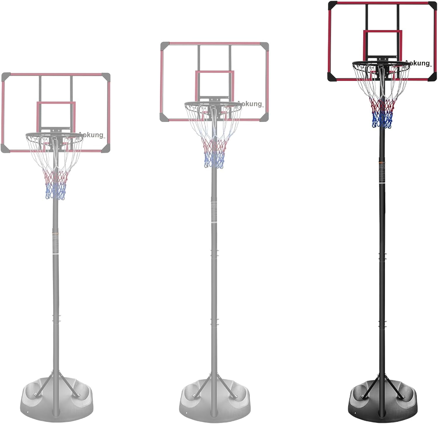 Portable Basketball Hoop & Goal Basketball Stand Height Adjustable 6.2 ...
