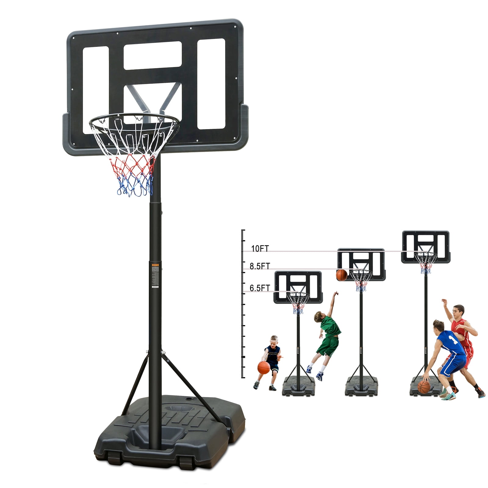 Portable Basketball Hoop Height Adjustable basketball hoop stand 6.6ft ...