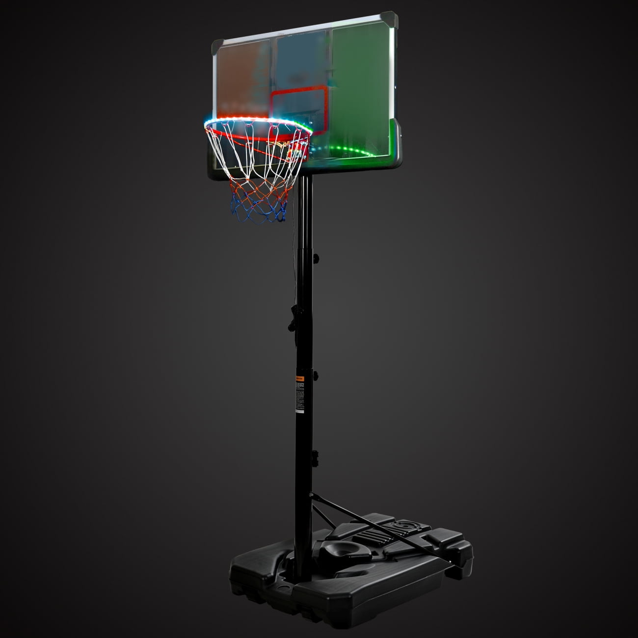 Portable Basketball Hoop with LED Lights, 6.6-10FT Height Adjustable ...