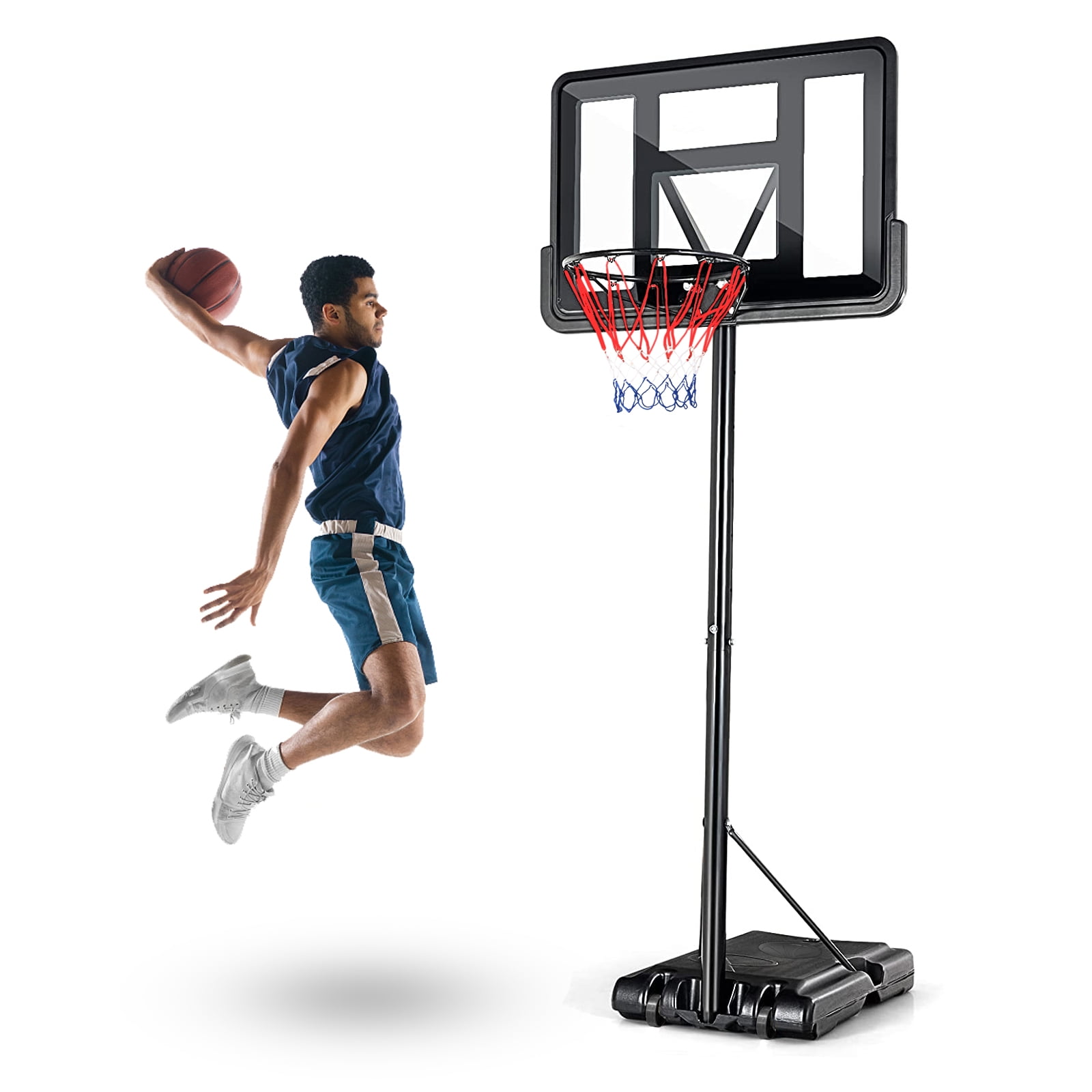 Portable Basketball Hoop Outdoor, 4.25FT-10FT Height Adjustable ...