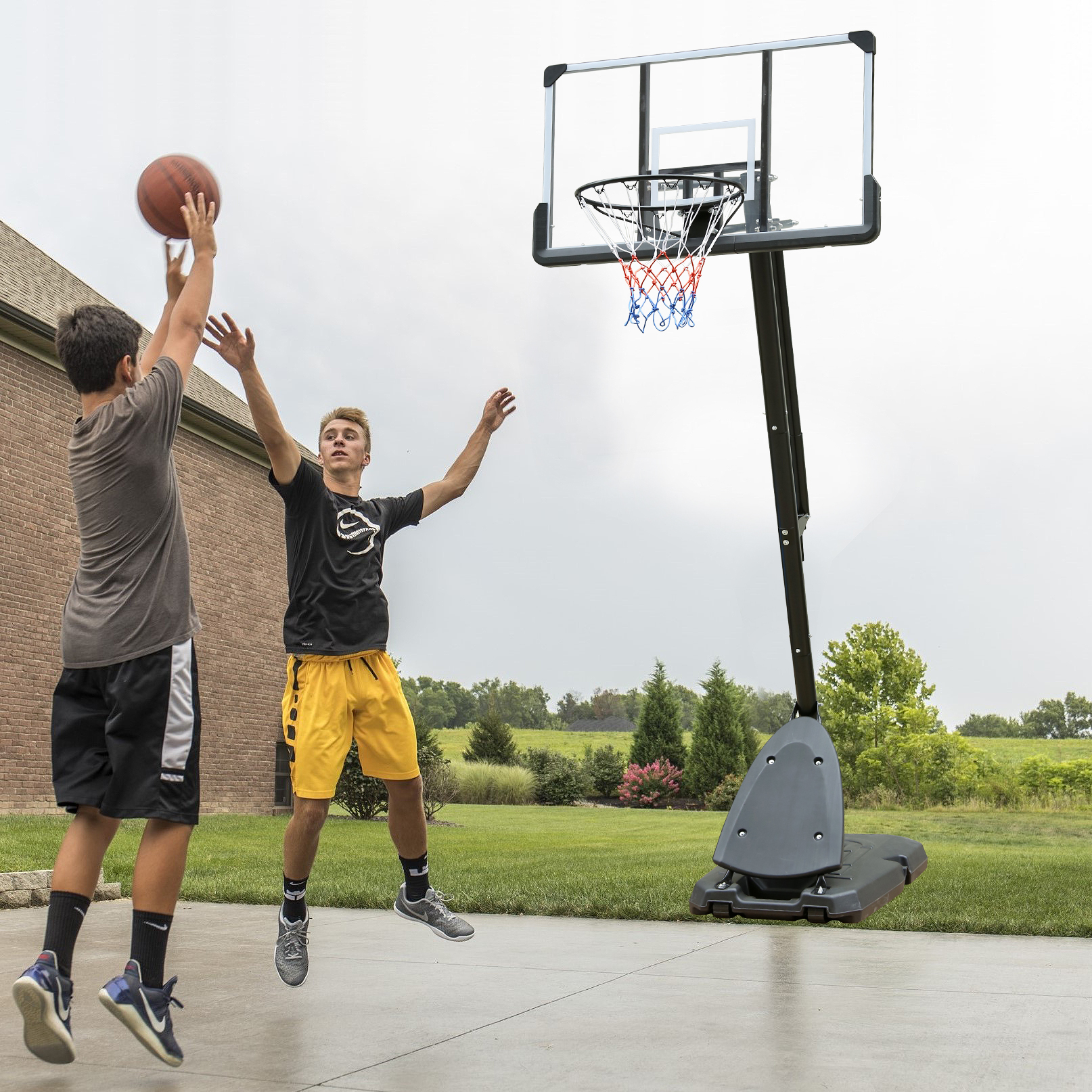 Portable Basketball Hoop Outdoor 7.5-10Ft Height Adjustable Basketball ...