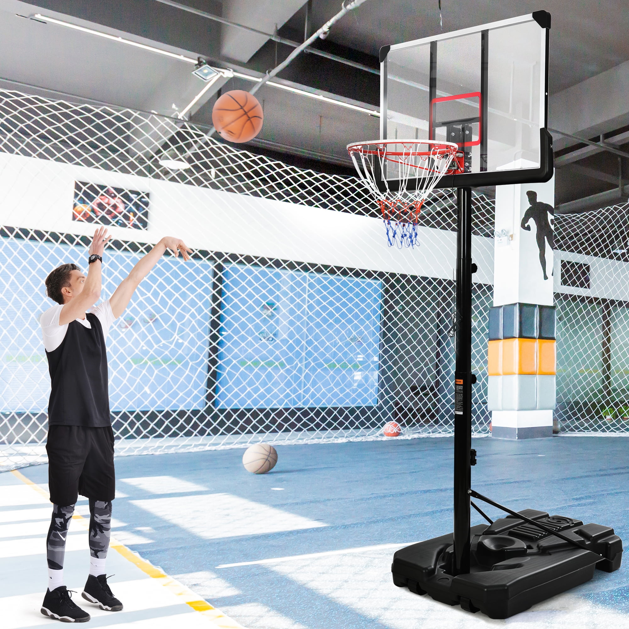 Portable Basketball Hoop, Basketball System, 6.6-10ft Height Adjustment ...