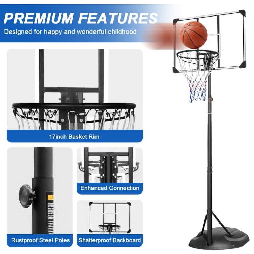 Portable Basketball Hoop System Stand Height Adjustable 7.5ft - 9.2ft ...