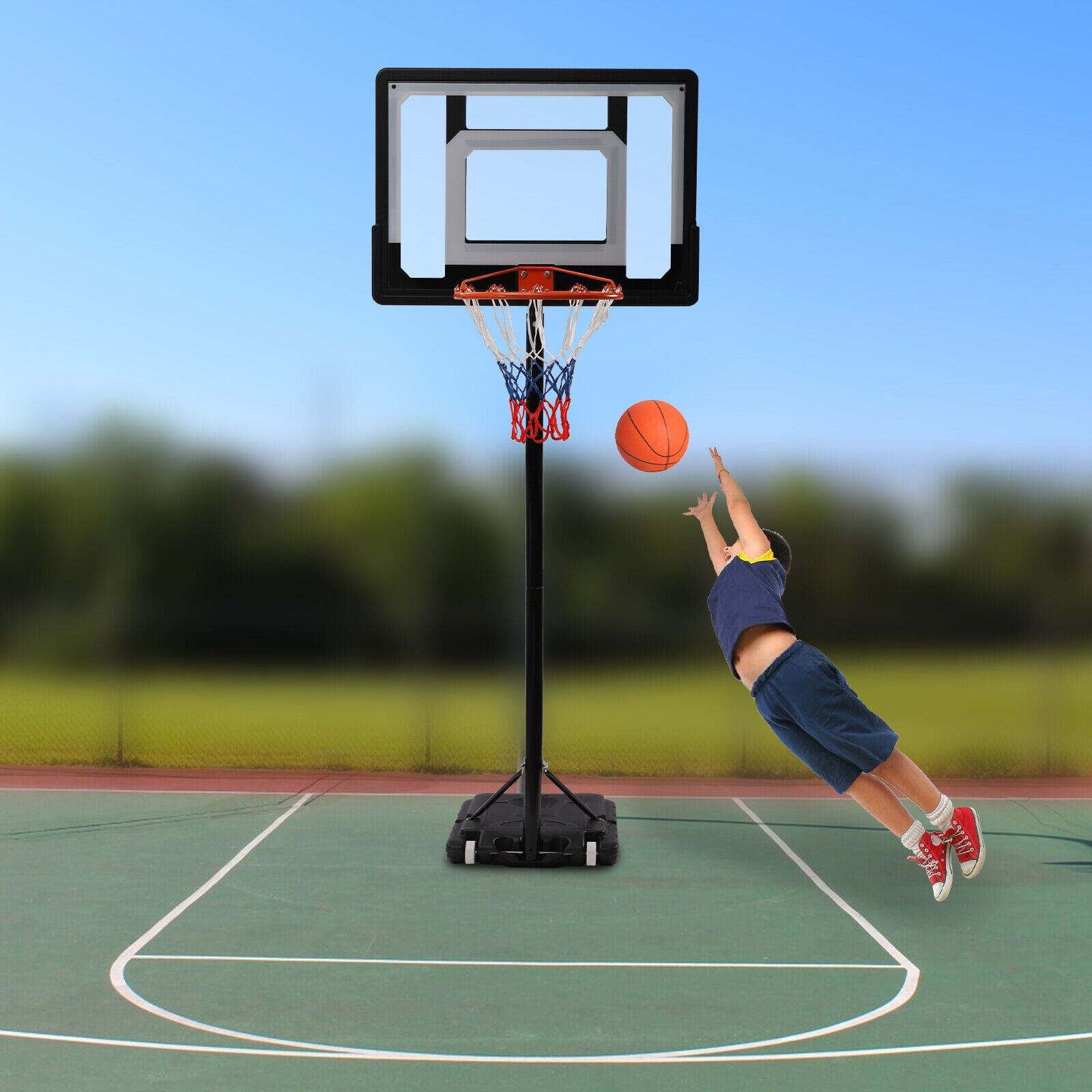 Portable Basketball Stand Adjustable Height Outdoor Basketball Hoop ...