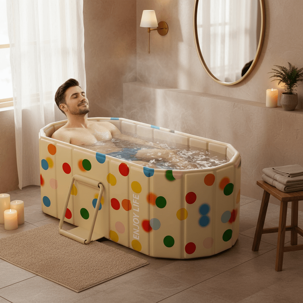 BEJOLO Portable Bathtub for Adults - 59" Foldable Freestanding Soaking ...