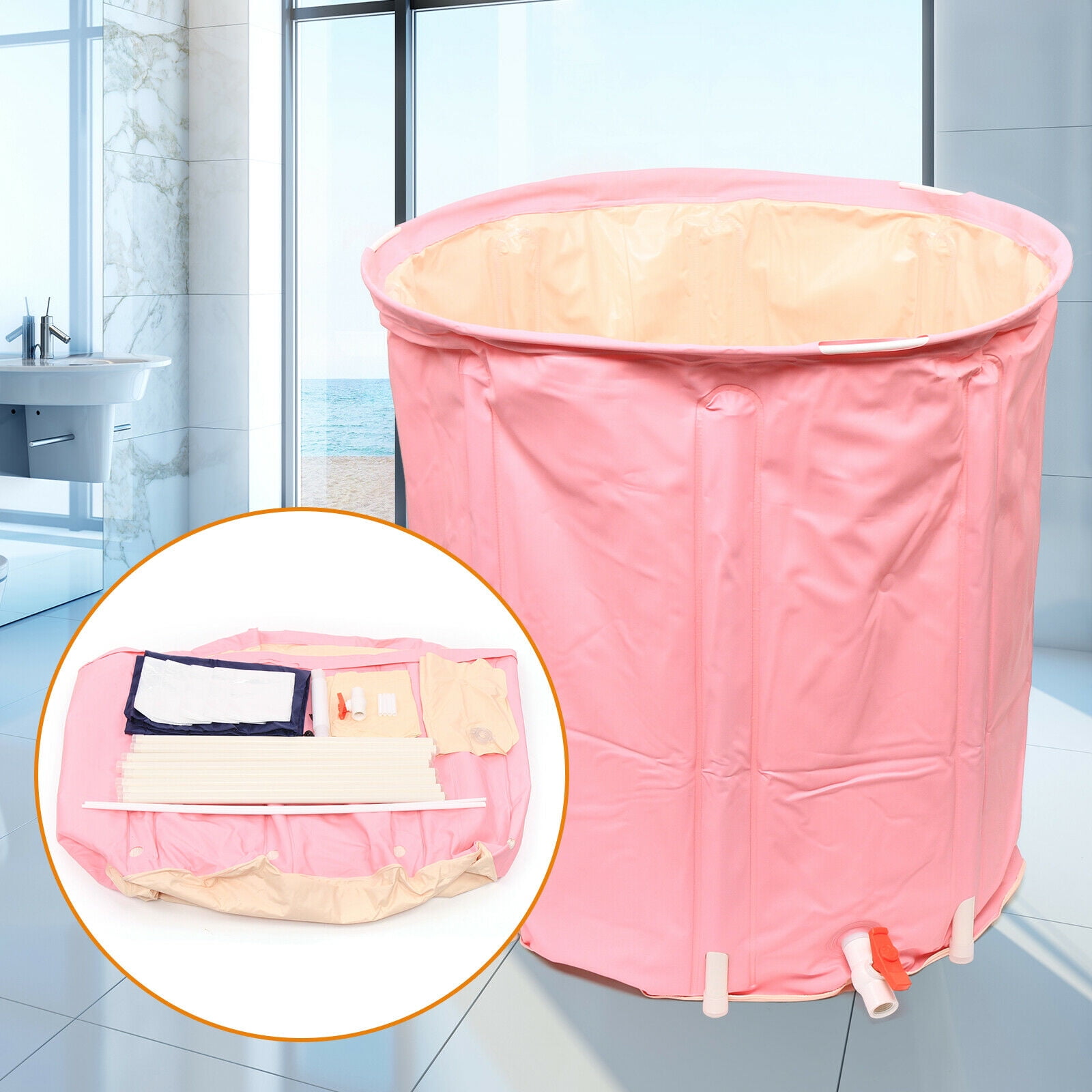 Portable Bathtub Adults SPA Soaking Standing Bath Tub Foldable PVC Hot ...