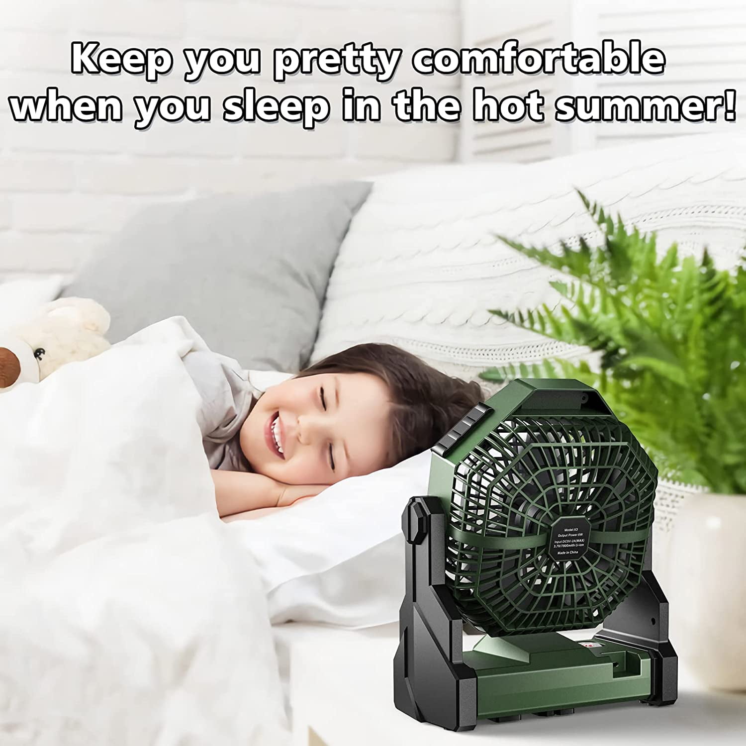 Portable Battery Operated Fan with LED Lantern, Outdoor Small ...