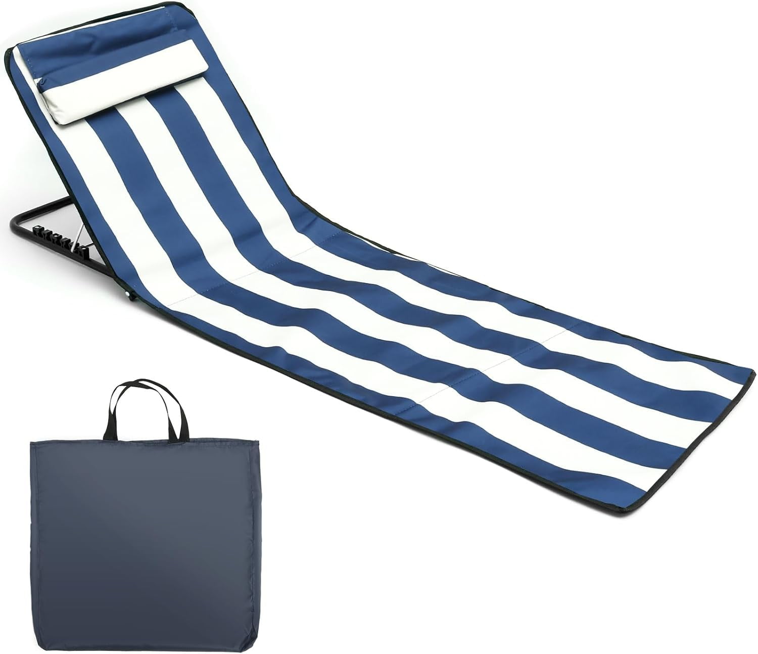 Portable Beach Mat Lounge Chair, Outdoors Beach Loungers, 5 Position ...