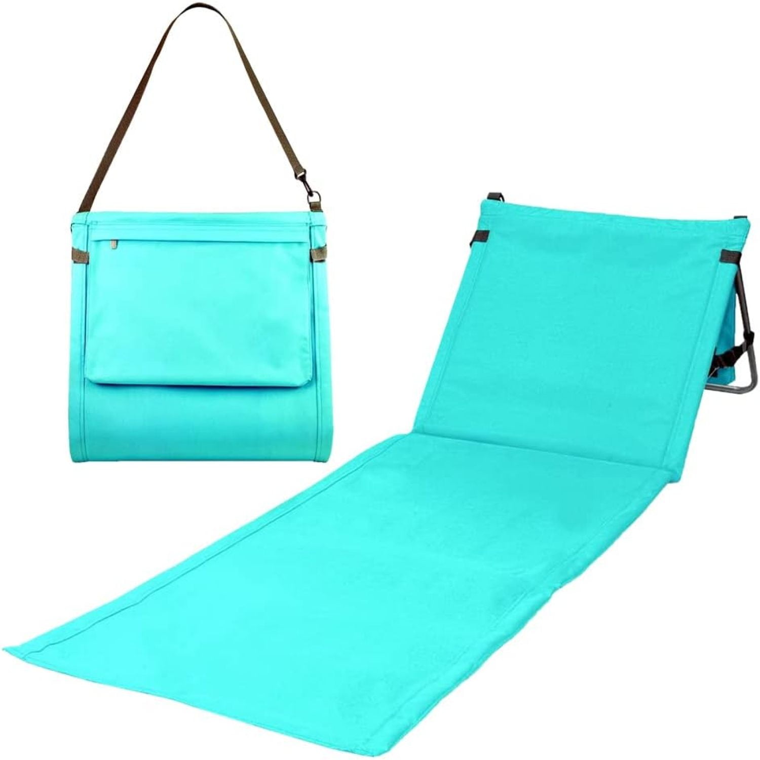 Portable Beach Mat Lounge Chair and Tote (Plain Blue) - Walmart.com