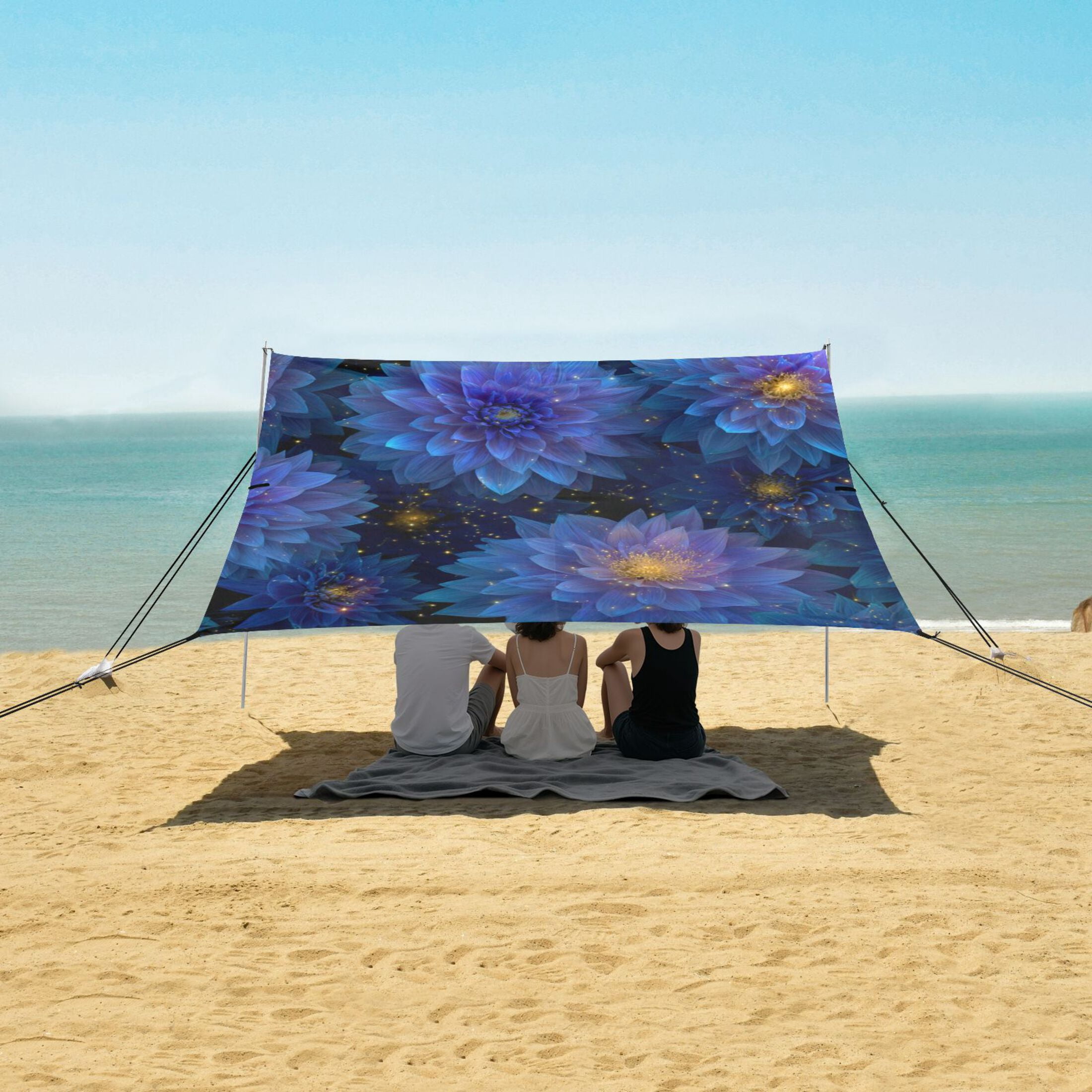Portable Beach Tent Sun Shelter With Ground Pegs Water And Wind ...