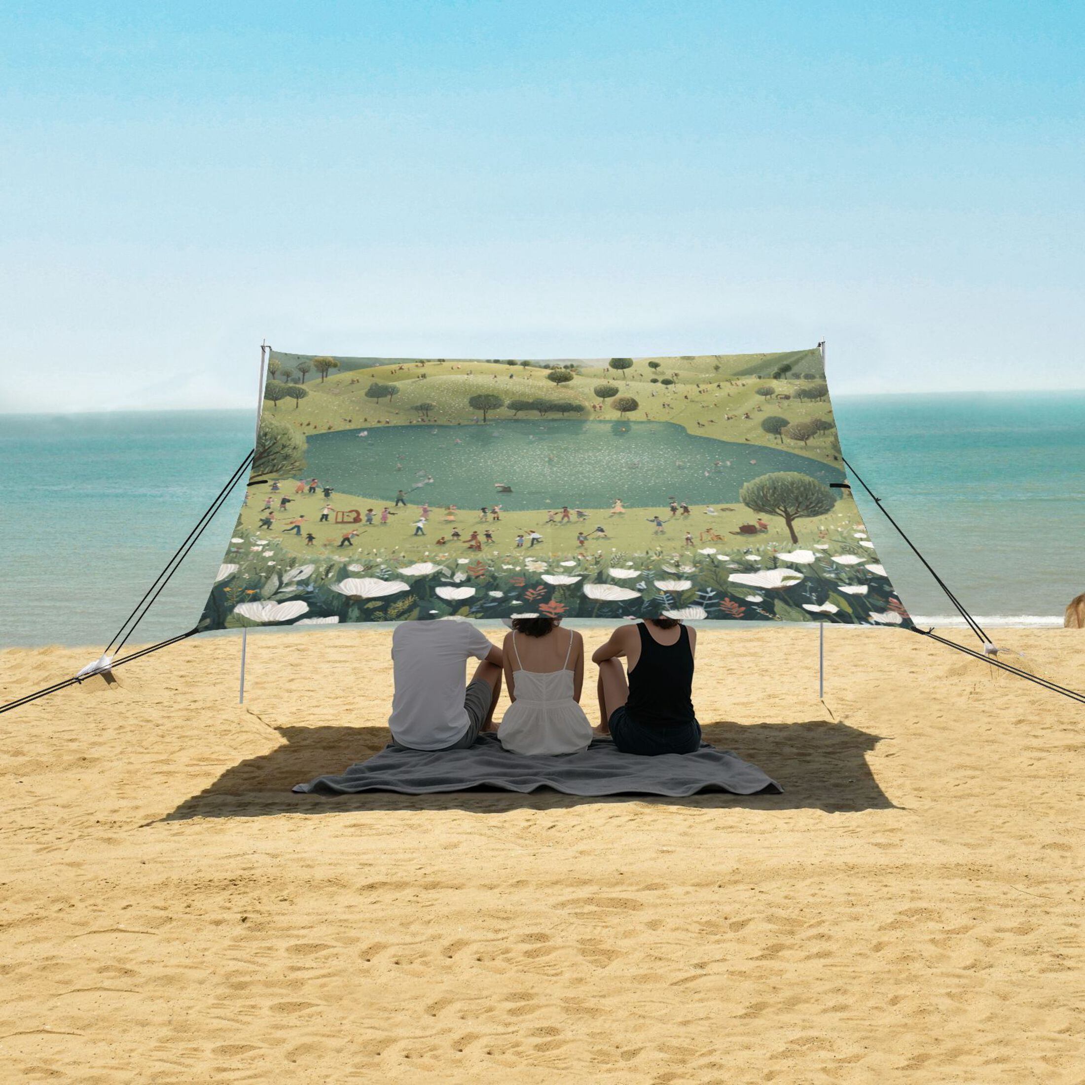 Portable Beach Tent Sun Shelter With Ground Pegs Water And Wind ...
