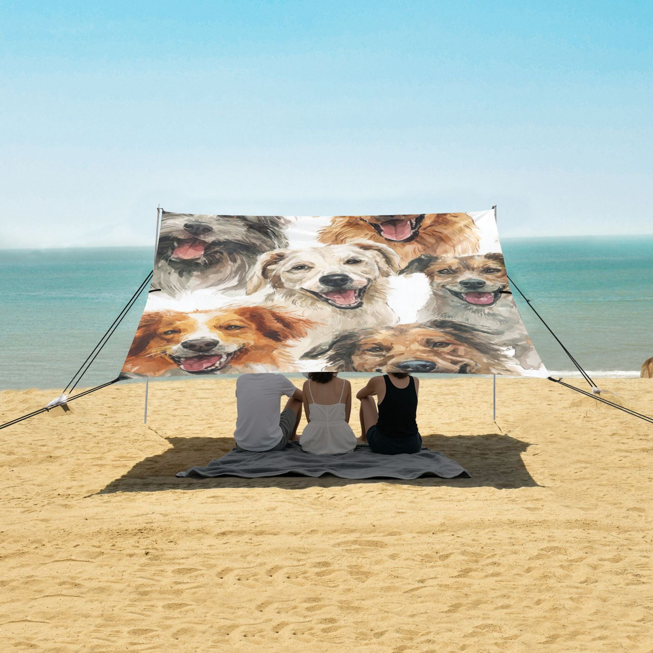 Portable Beach Tent Sun Shelter With Ground Pegs Water And Wind ...