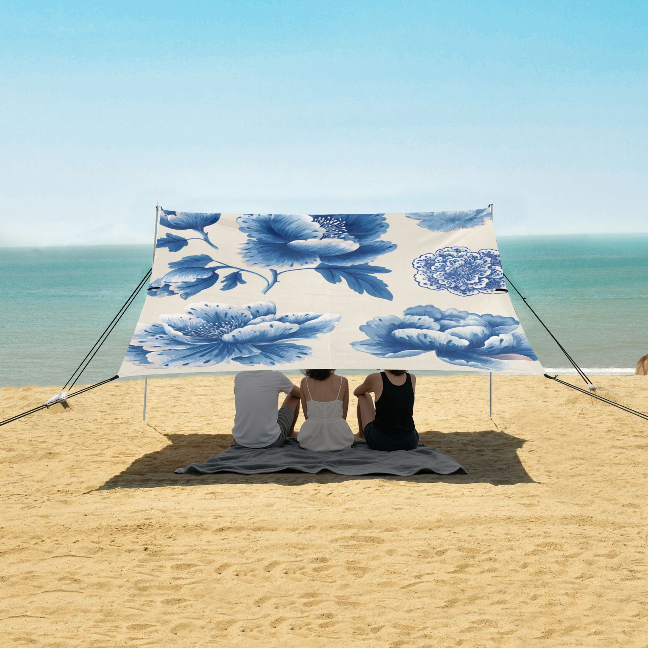 Portable Beach Tent Sun Shelter With Ground Pegs Water And Wind ...