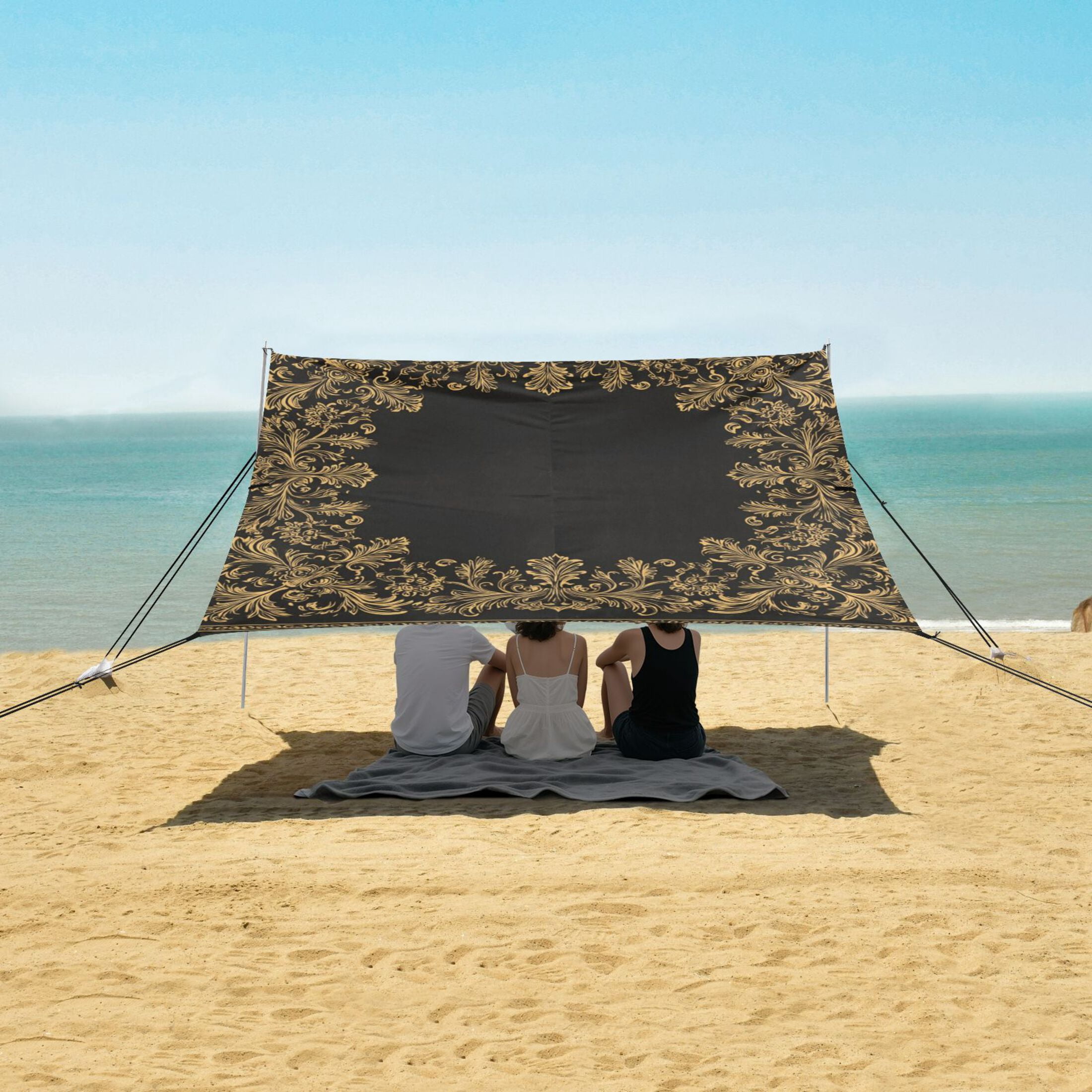Portable Beach Tent Sun Shelter With Ground Pegs Water And Wind ...