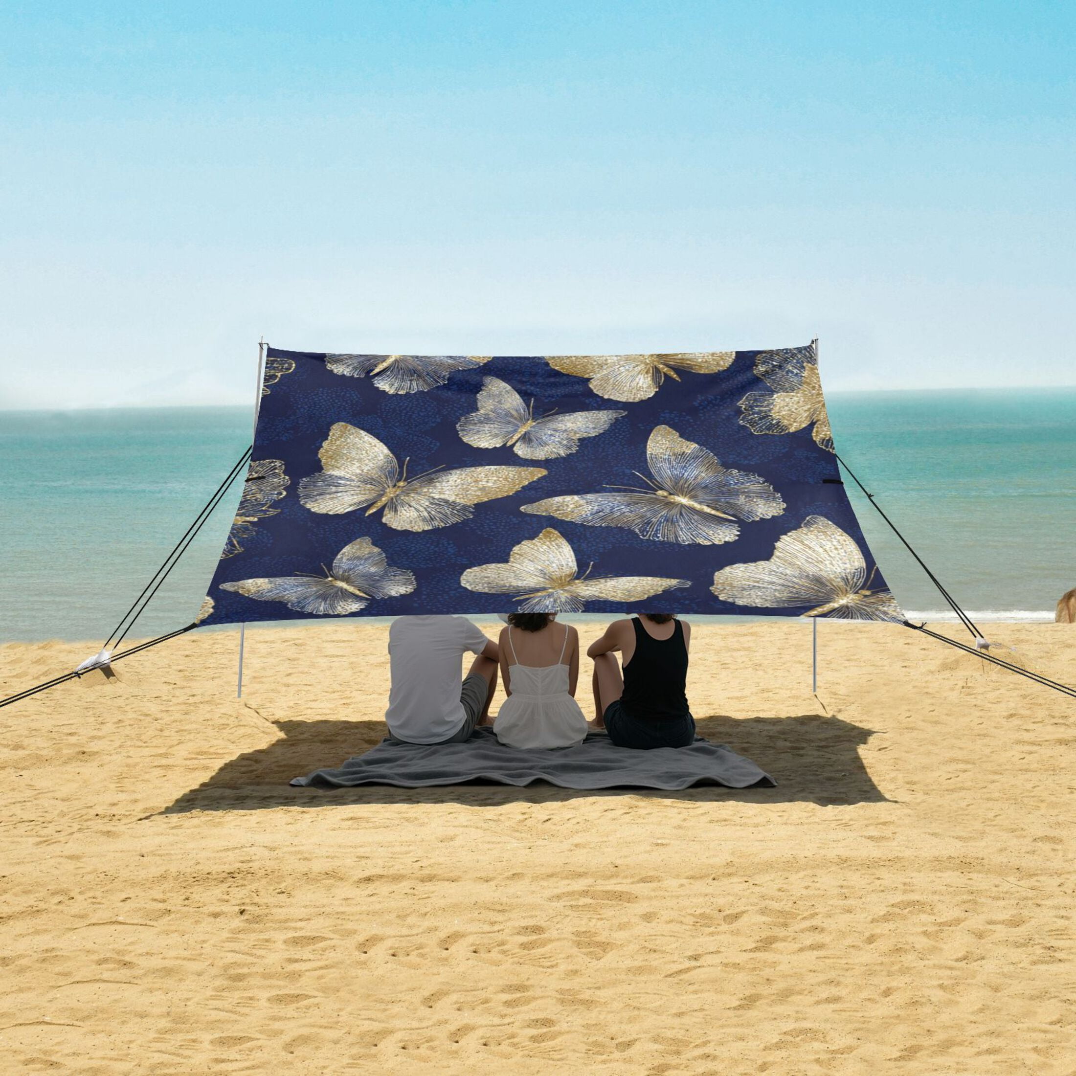 Portable Beach Tent Sun Shelter With Ground Pegs Water And Wind ...