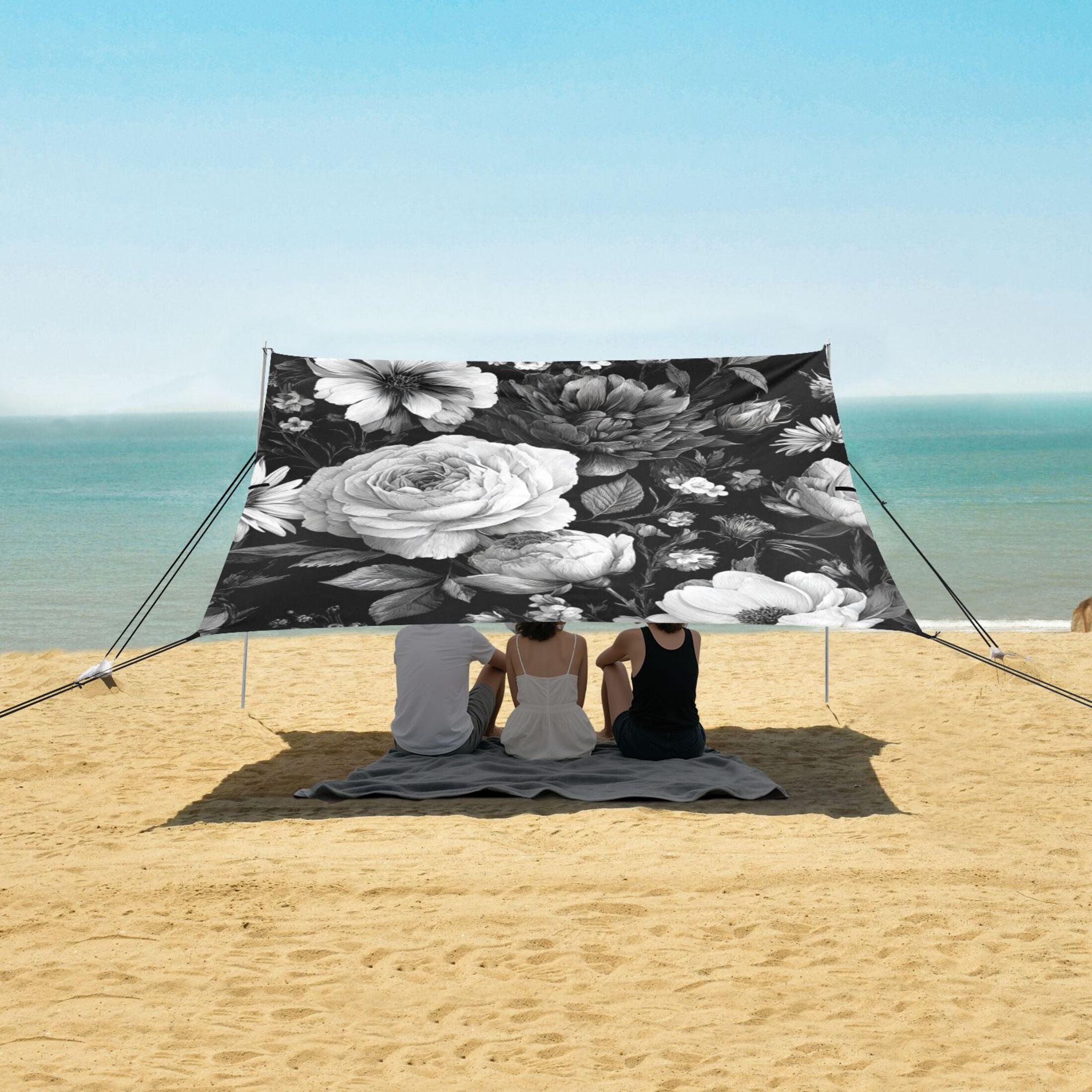 Portable Beach Tent Sun Shelter With Ground Pegs Water And Wind ...