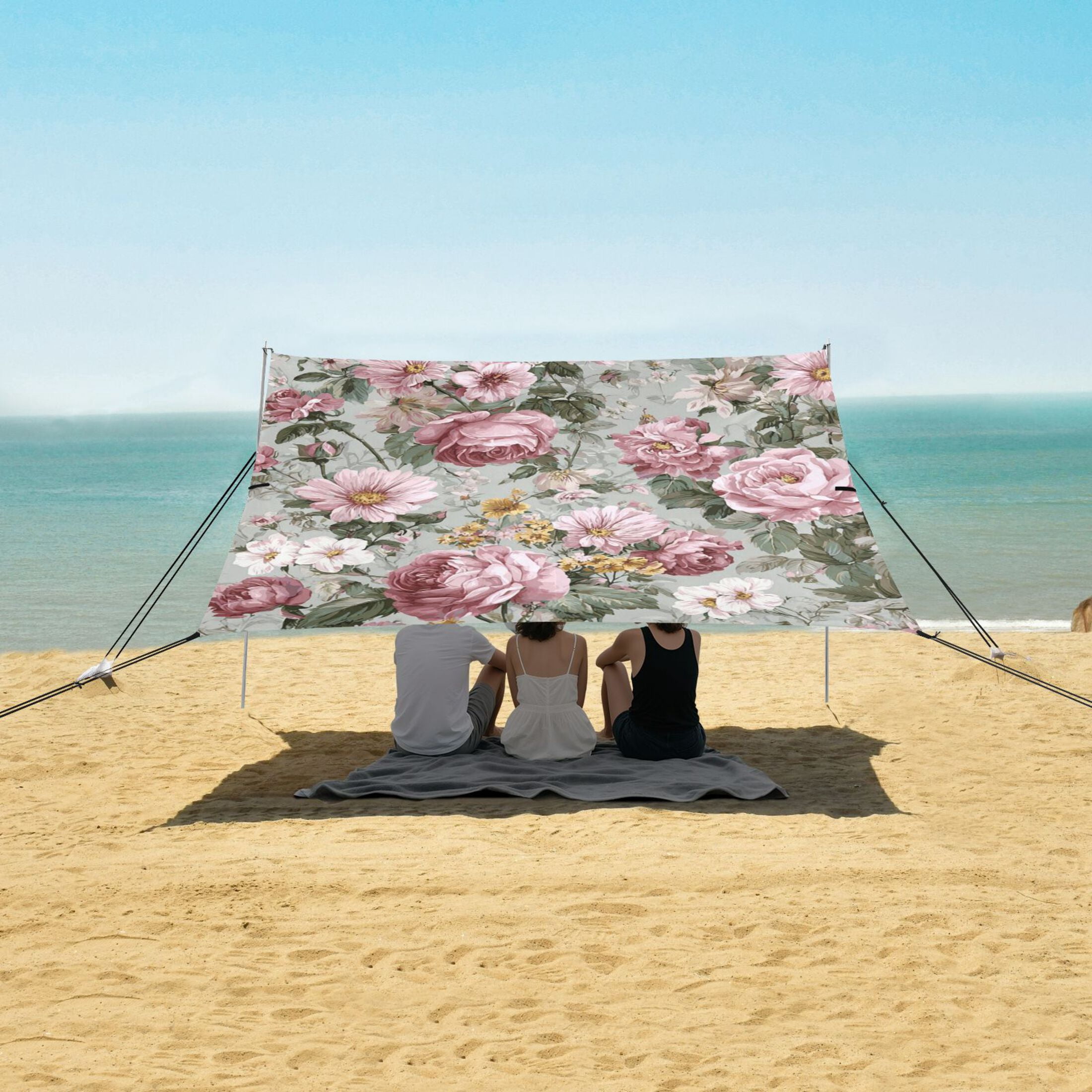 Portable Beach Tent Sun Shelter With Ground Pegs Water And Wind ...
