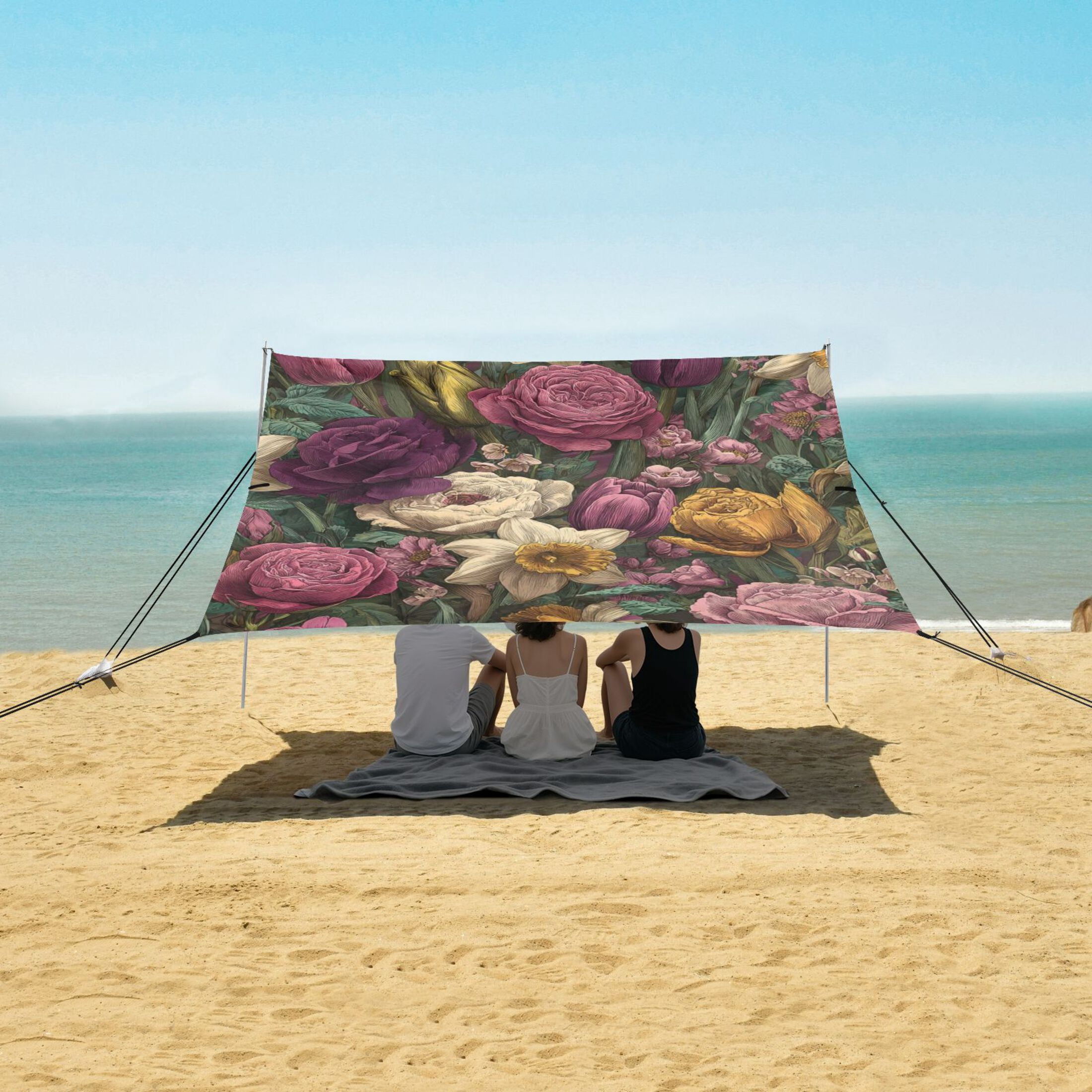 Portable Beach Tent Sun Shelter With Ground Pegs Water And Wind ...