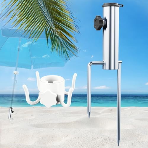 Portable Beach Umbrella Sand Anchor, Adjustable Metal for Grass Beach ...