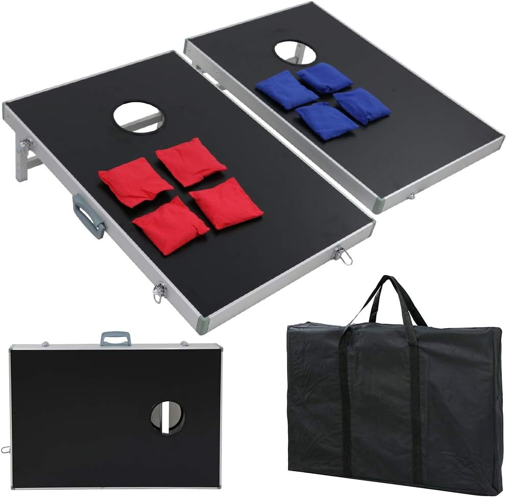 Portable Bean Bag Cornhole Game Set with Bean Bags and Carrying Case ...