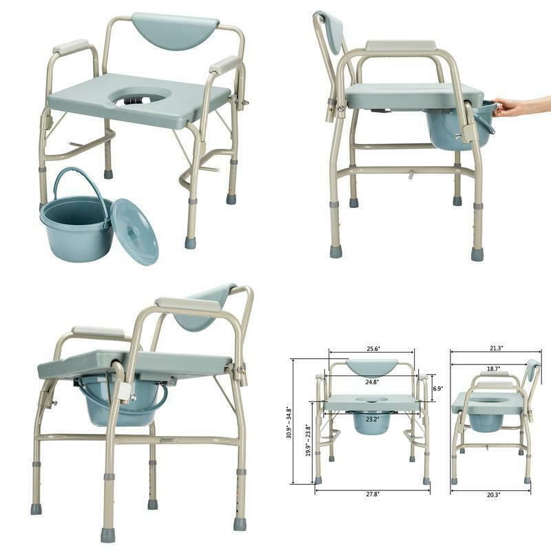 Portable Bedside Commode 3-in-One Bedroom Toilet Safety Shower Transfer ...