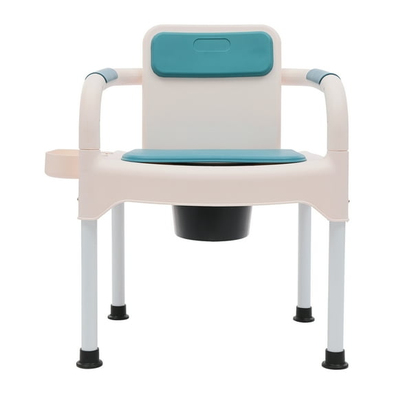 Portable Bedside Commode Chair with Armrests, Tissue Holder, Removable Bucket, Convenient for ...