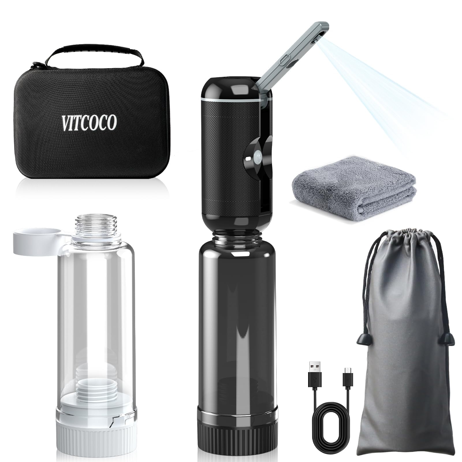 Portable Bidet for Travel with Two Water Bottles, VITCOCO IPX7 Waterproof Electric Travel Bidet ...