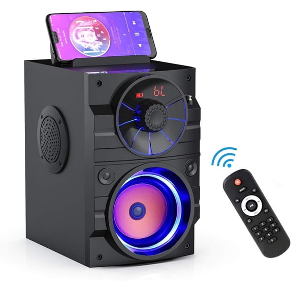 Portable Big Speakers with Light, with Subwoofer, FM Radio, LED Lights ...