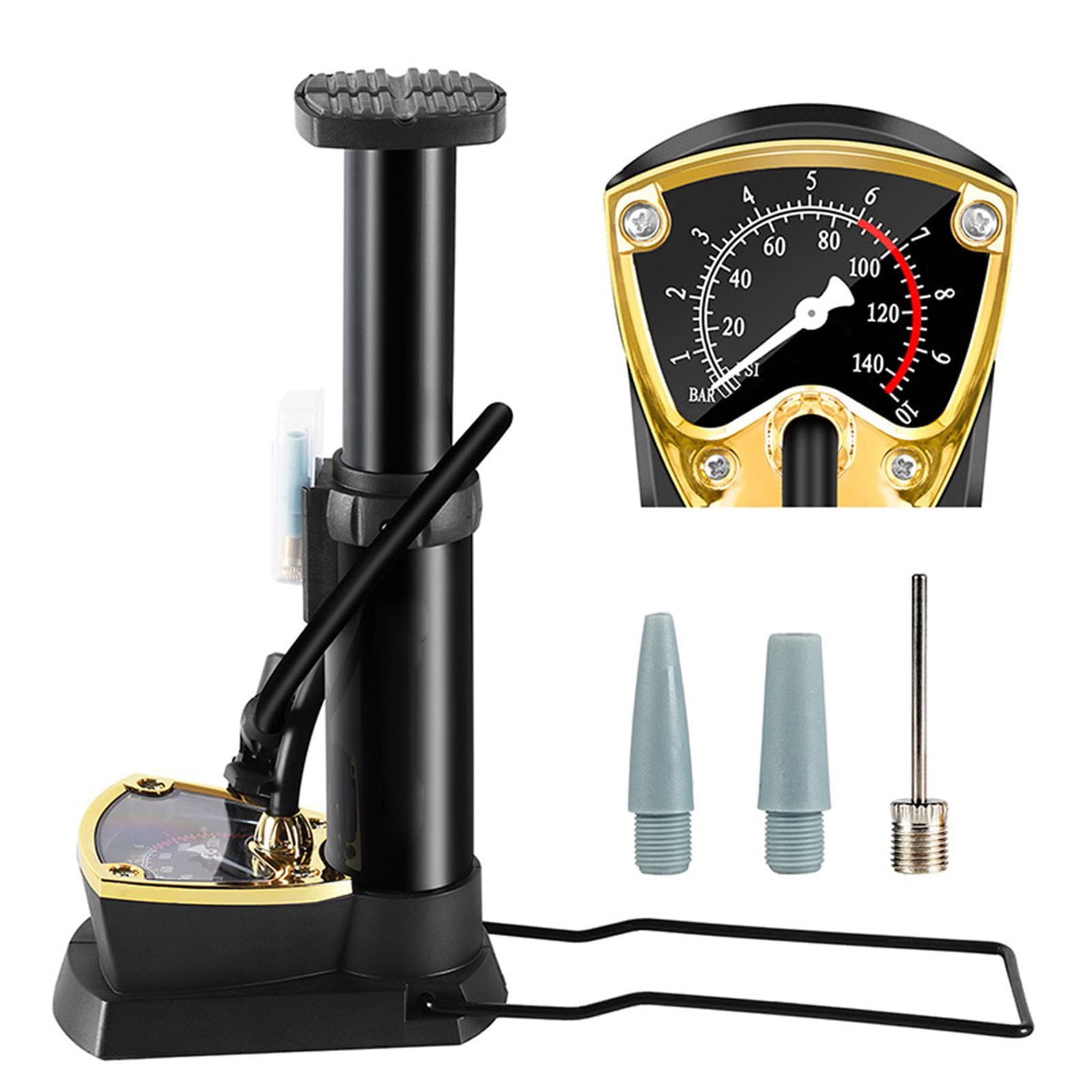 Portable Bike Pump with Pressure Gauge, High-Pressure Foot Pump for ...