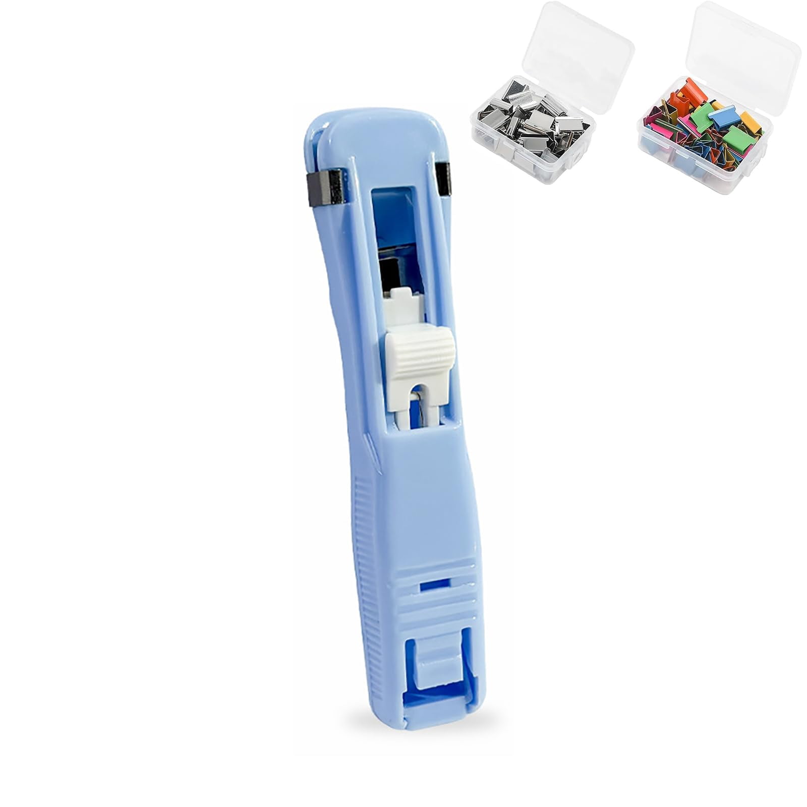 Portable Binder Clip Stapler, Includes 100 Reusable Clips, Handheld ...