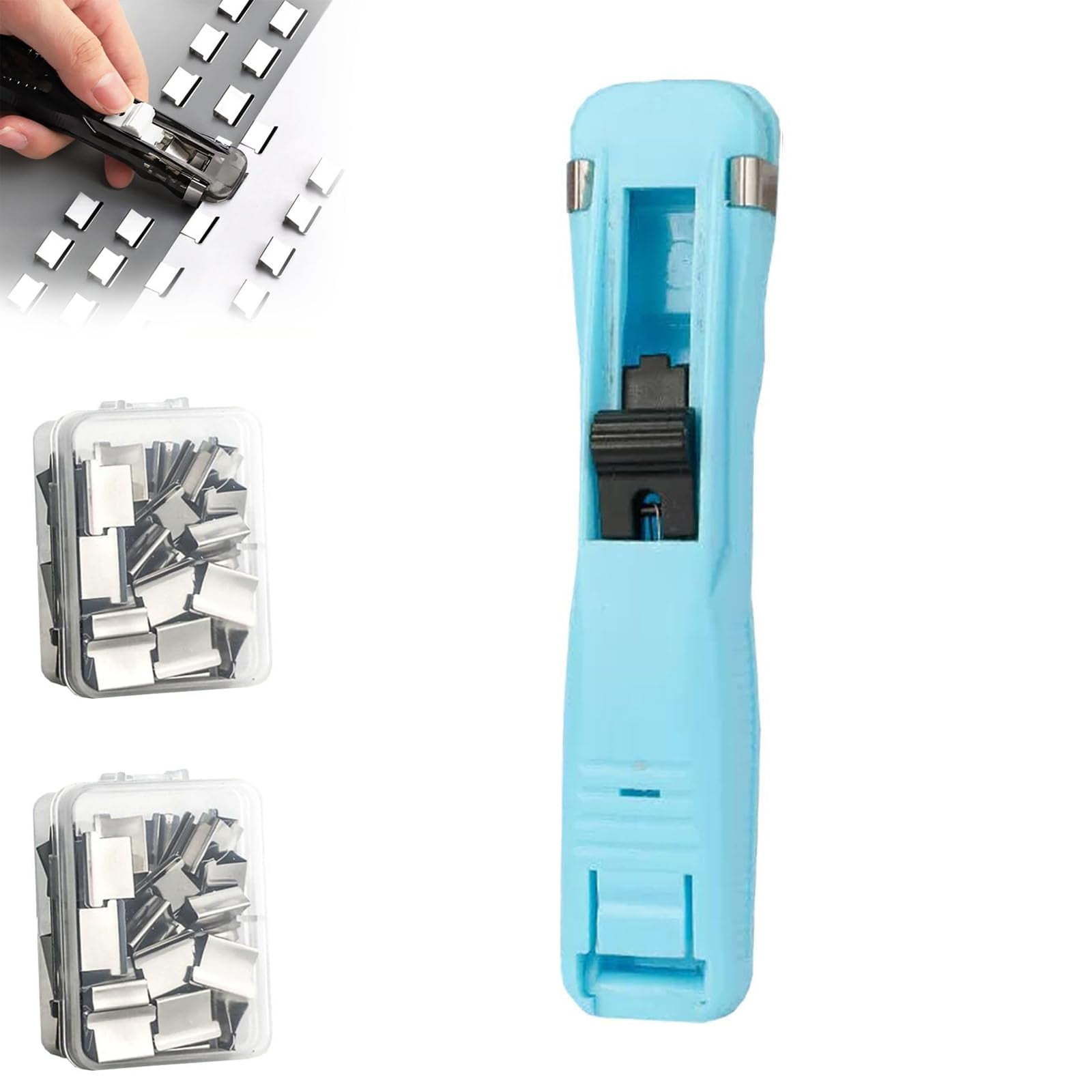 Portable Binder Clip Stapler - Includes 50 Reusable Clips, Handheld ...