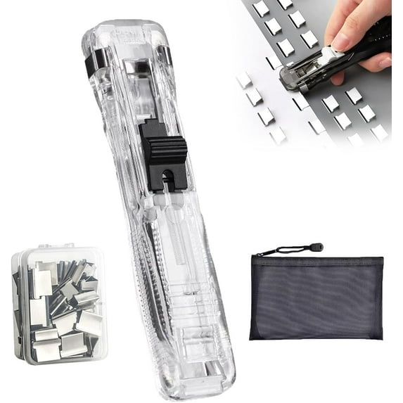 Portable Binder Clip Stapler - Includes 50 Reusable Clips, Handheld ...