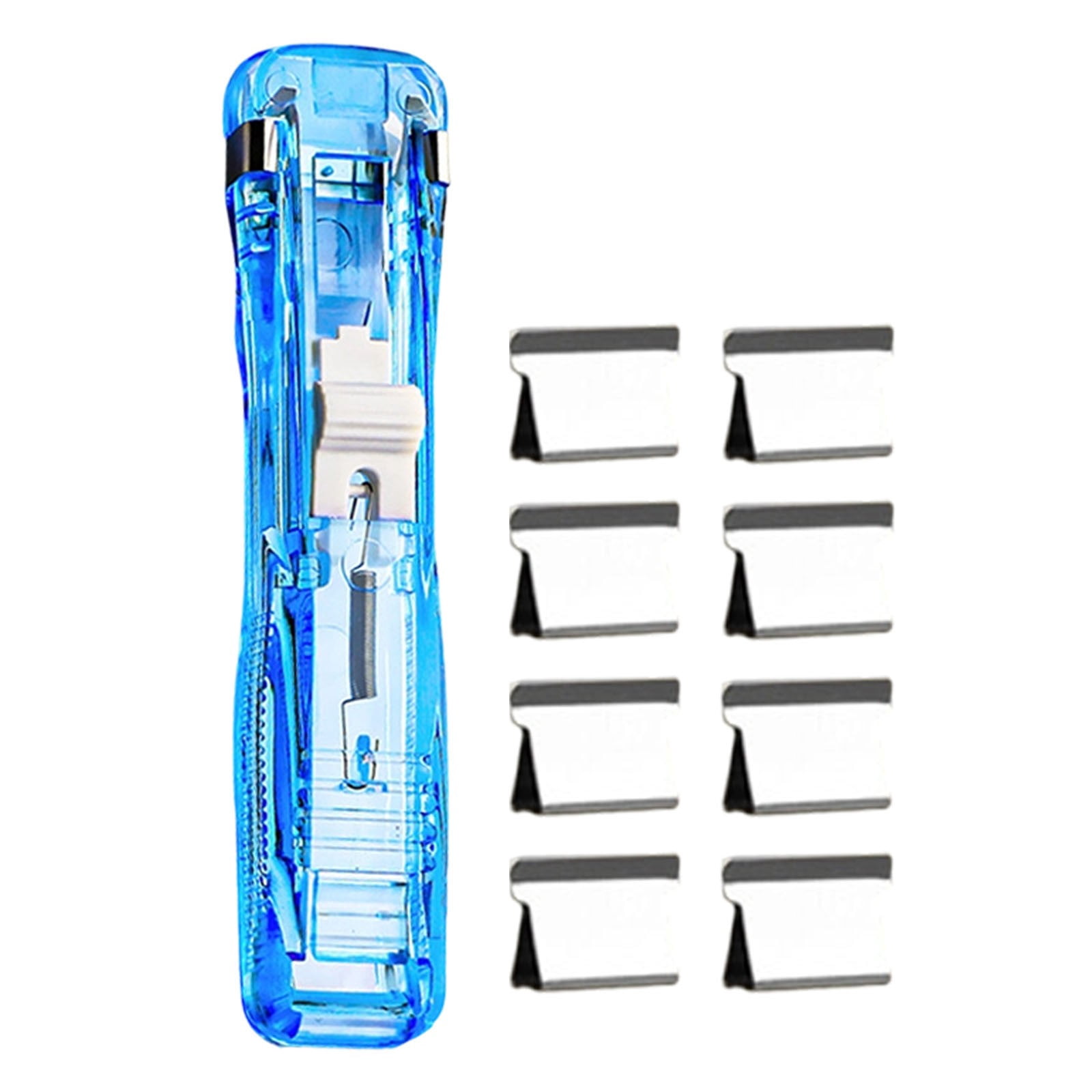 Portable Binder Clip Stapler - Includes 8 Reusable Clips, Mini Push ...