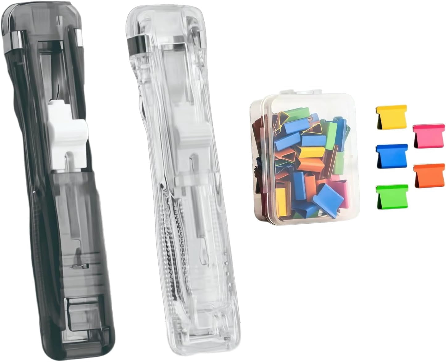 Portable Binder Clip Stapler, Large Size Paper Fastener & Binder Set ...