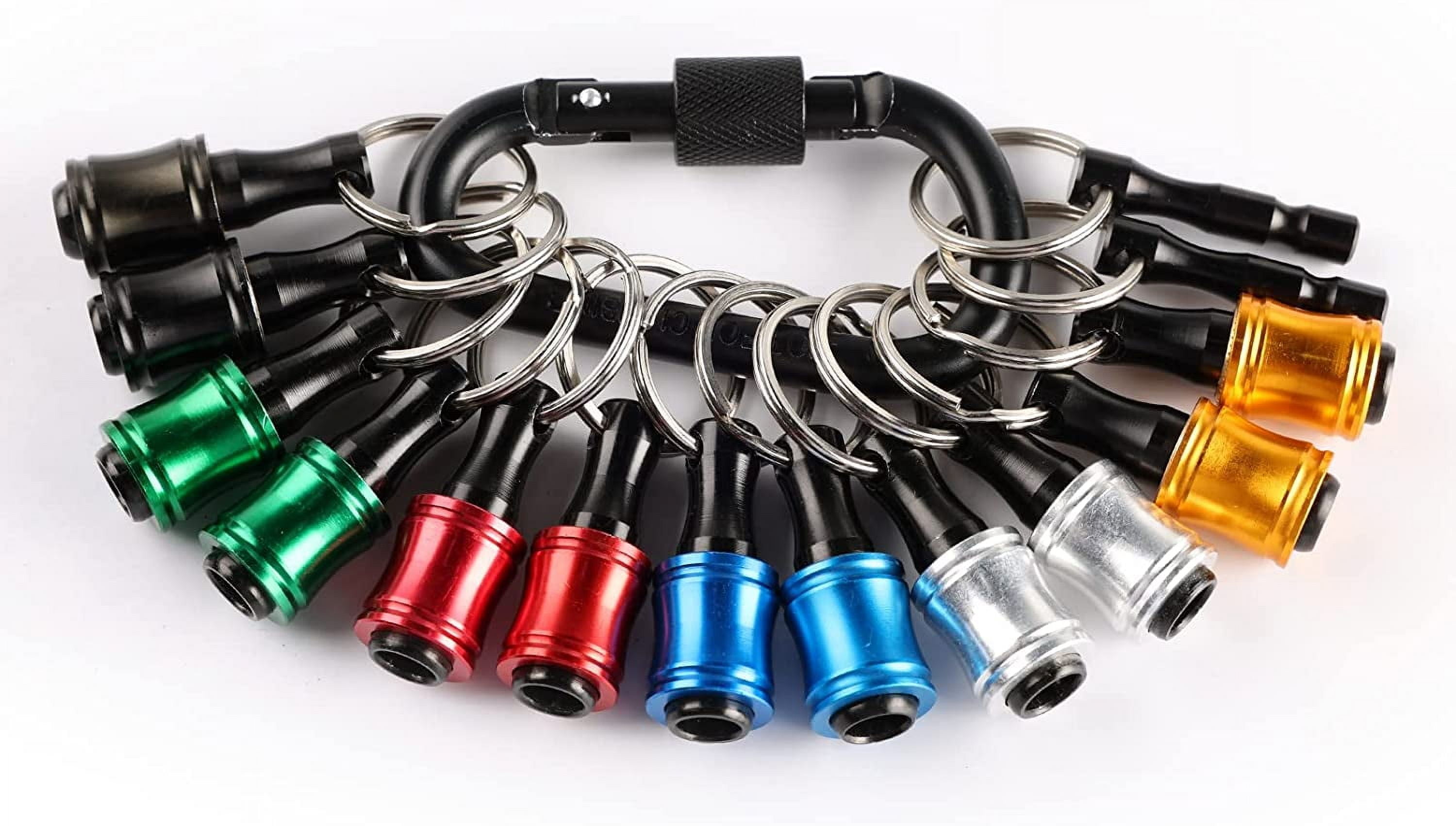 Portable Bit holder Keychain, 15 pcs 1/4 inch Hex Shank Screwdriver ...
