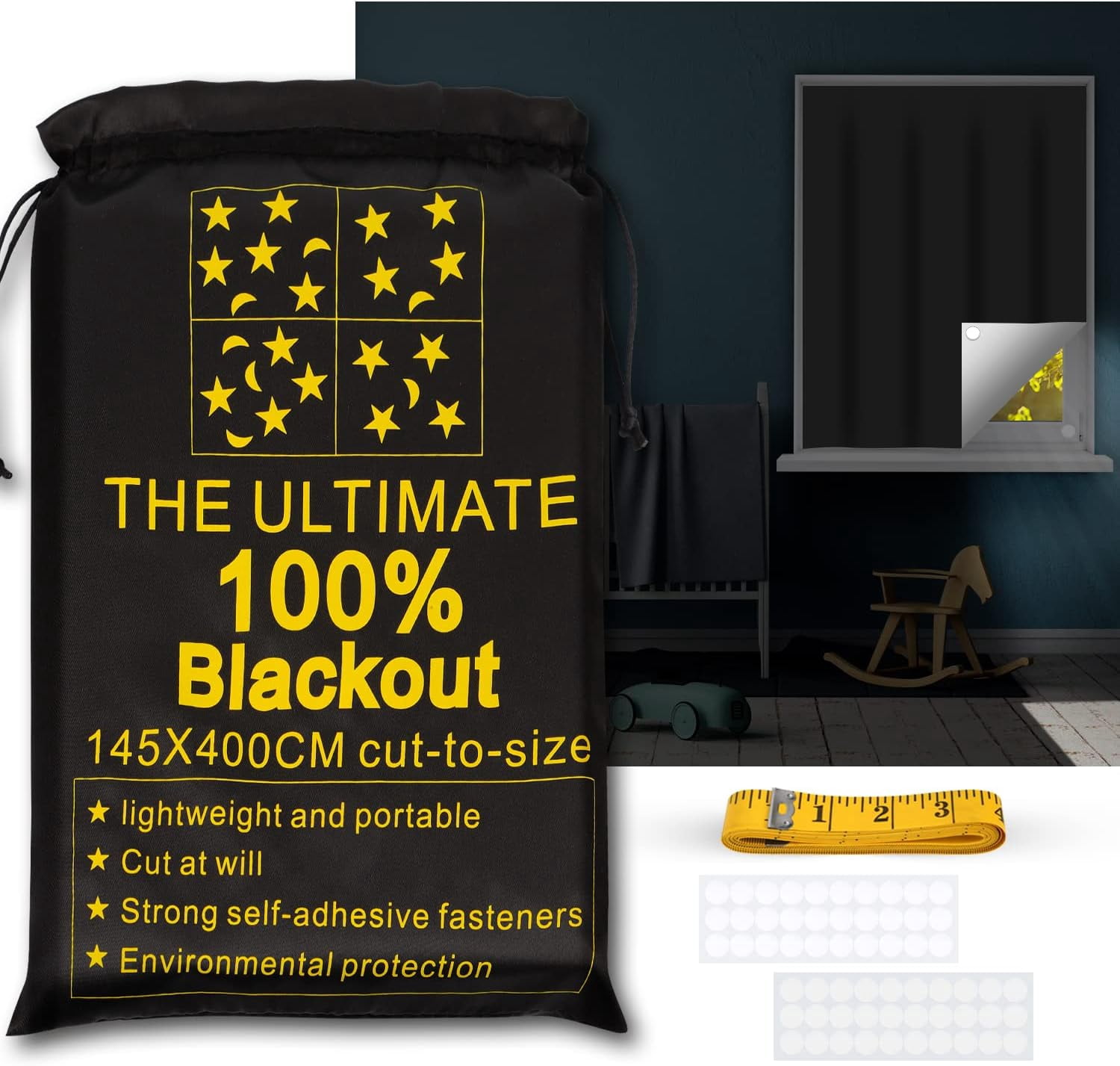 Portable Blackout Shades (157" x 57") Travel Window Blackout Curtains ...